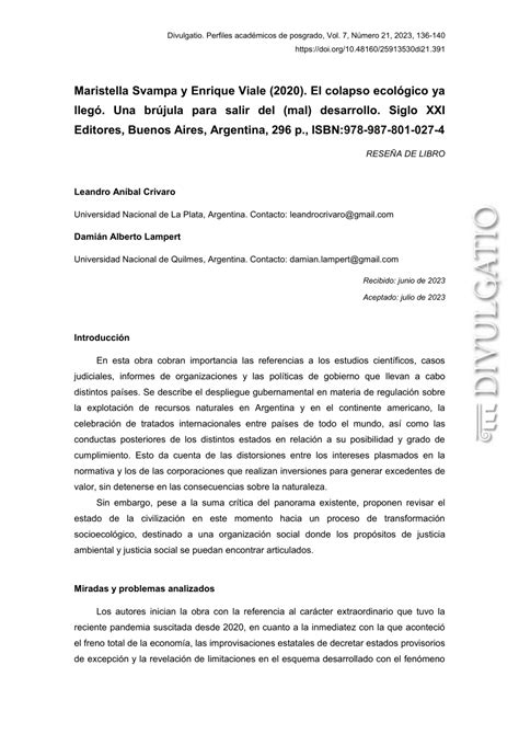 PDF Maristella Svampa y Enrique Viale 2020 El colapso ecológico ya