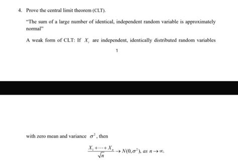 Solved Prove The Central Limit Theorem CLT The Sum Of Chegg