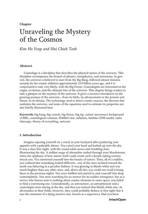 Pdf Unraveling The Mystery Of The Cosmos