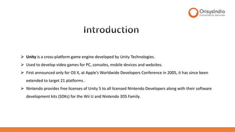 The Basics Of Unity The Game Engine PPT