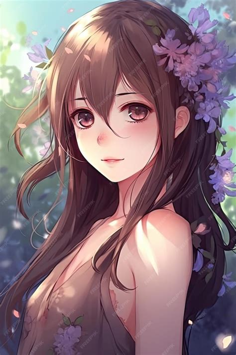 Premium Photo Anime Girl With Flowers On Her Head