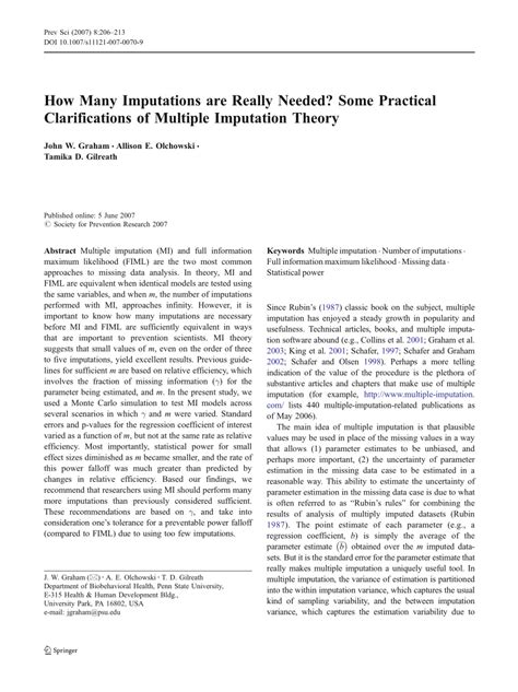 pdf how many imputations are really needed some practical