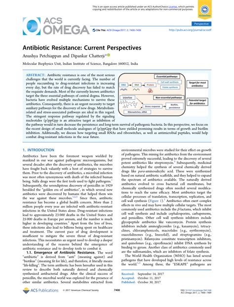 Pdf Antibiotic Resistance Current Perspectives