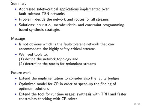 Fault Tolerant Topology And Routing Synthesis For Ieee Time Sensitive Networking Ppt