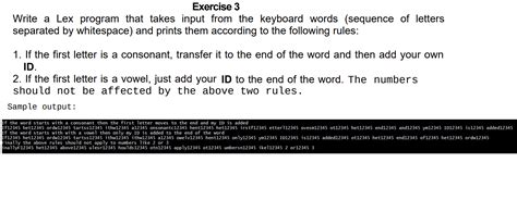 solved exercise 3 write a lex program that takes input from