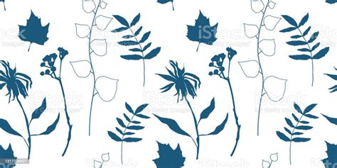 植物ベクターシームレスパターン白い背景に植物野生の花葉やハーブの手描きのイラスト 布のベクターアート素材や画像を多数ご用意 布 模様