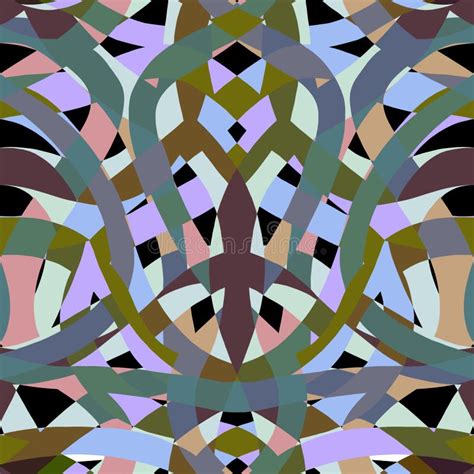 Geometric Symmetrical Mosaic Pattern With Wavy Tintersecting Stripes In
