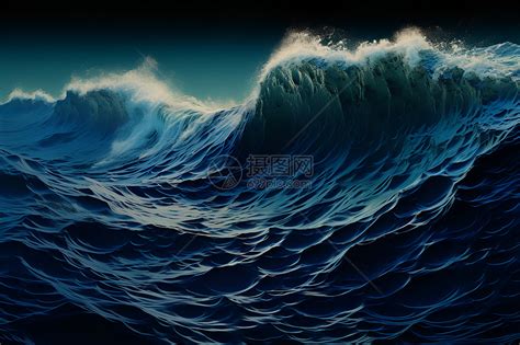 波涛汹涌的海洋插画图片下载 正版图片600872243 摄图网