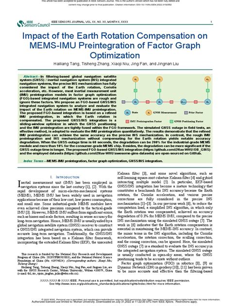 Impact Of Earth Rotation On Imu Pdf Inertial Navigation System