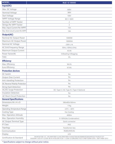 Kstar String Grid Tied Pv Inverter Blue G 10000d Fvaenergy