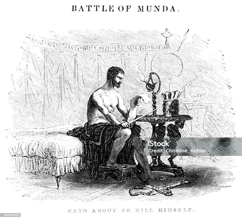 Cato Contemplates Suicide Ancient Civilization Stock Illustration