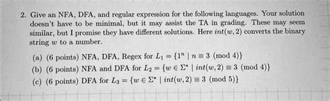 SOLVED 2 Give An NFA DFA And Regular Expression For The Following