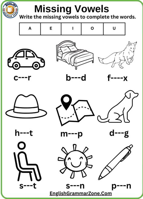 Missing Vowel Worksheet With Answer