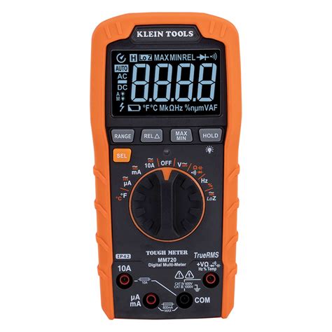 Digital Multimeter Trms Auto Ranging 1000v Temp Low Impedance Mm720 Klein Tools