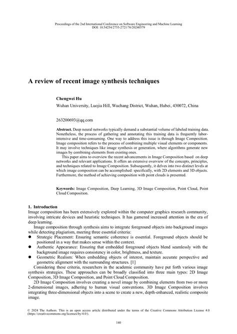 PDF A Review Of Recent Image Synthesis Techniques