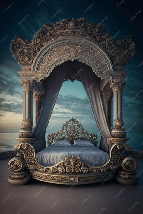 Premium Ai Image A Close Up Of Bed With Canopy Generative Ai