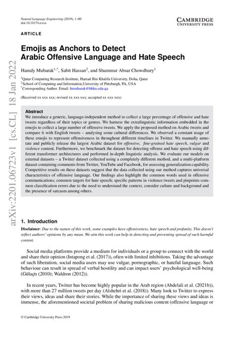 Emojis As Anchors To Detect Arabic Offensive Language And Hate Speech Deepai