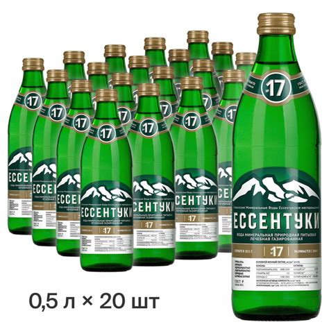 Минеральная лечебно-столовая вода Ессентуки №17 стекло 0,45 л, 20 шт ...