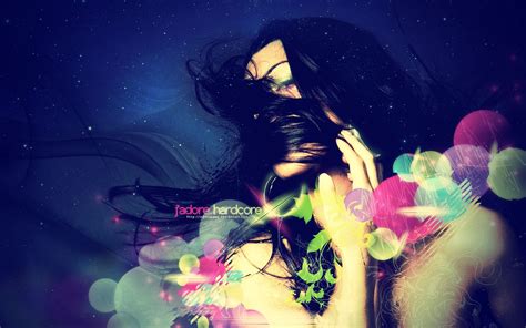 Wallpaper Girl Face Hair Multicolored Flashing 1920x1200