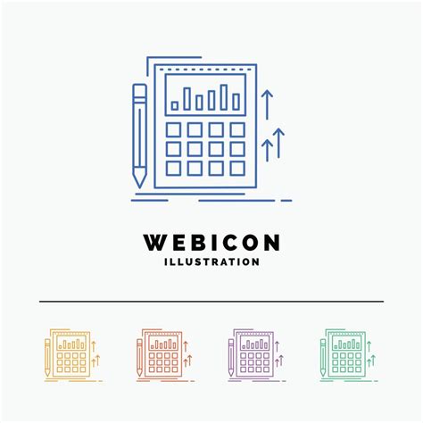 Accounting Audit Banking Calculation Calculator 5 Color Line Web Icon Template Isolated On