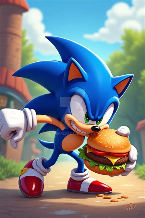 Sonic Eats A Hamburger By Alfrehr203 On Deviantart