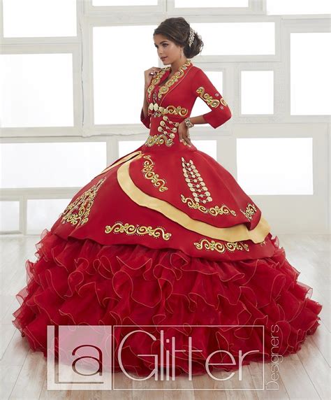 Ruffled Charro Dress By House Of Wu LA Glitter 24018 Quince Dresses