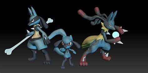 Pokemon Riolu Lucario Diseño 3d ・ Mito3d