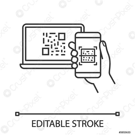 Qr Code Scanning Smartphone App Linear Icon Stock Vector 3853633
