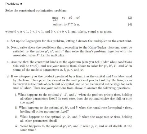 Solved Problem 2 Solve The Constrained Optimization Problem