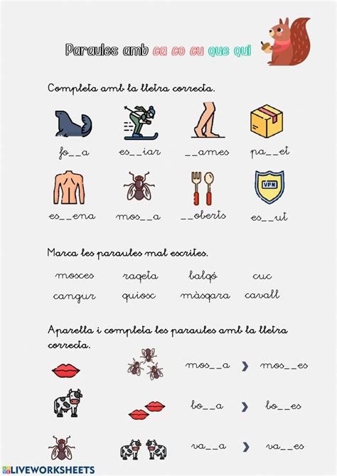 Ortografia c qu Ficha interactiva Actividades de ortografía Fichas