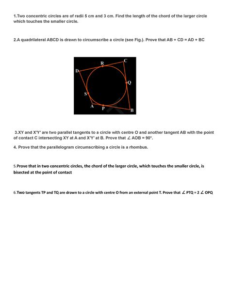 Circle Class 10 1 Concentric Circles Are Of Radii 5 Cm And 3 Cm Find