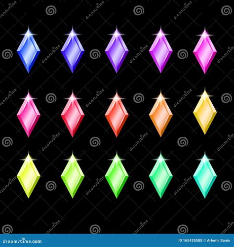 Colorful Gems Set Jewelry Crystals Collection Different Gemstones
