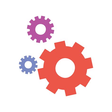 Vector Gears Cog Wheel Icon Red Green Flat Shape Pictogram Mechanism System Cogwheel Simple