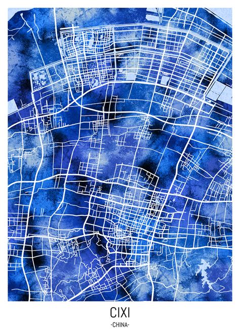 Cixi China City Map By Point Art Wall Art
