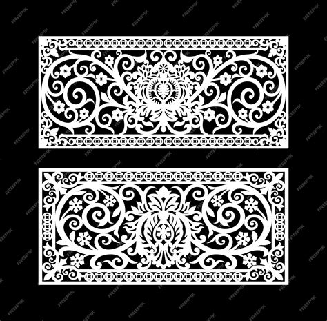 Premium Vector Rectangular Decorative Floral Pattern For Cnc Cutting