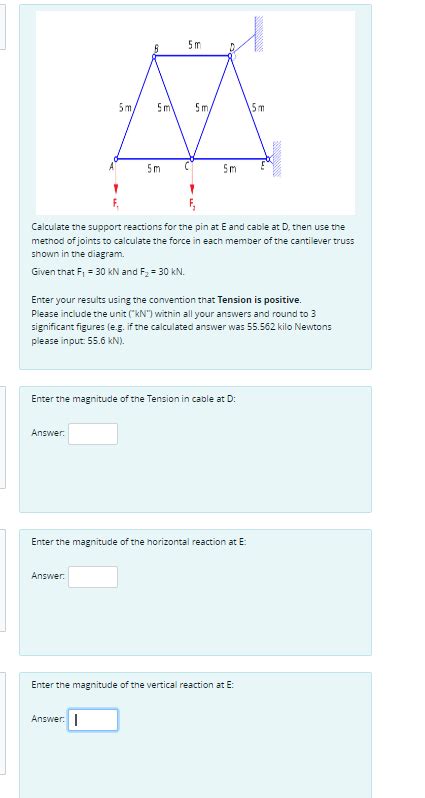 Solved Calculate The Support Reactions For The Pin At E And