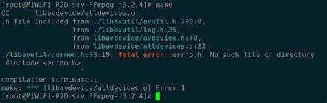 Centos7 Centos 7 Make Ffmpeg Libavutilcommonh3319 Fatal Error
