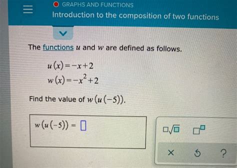 solved the functions u and w are defined as follows