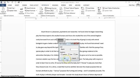 Citations Using Microsoft Word References Youtube