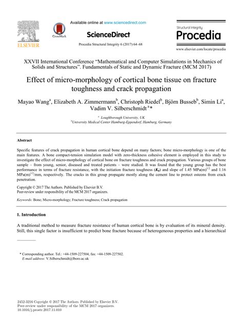 Pdf Effect Of Micro Morphology Of Cortical Bone Tissue On Fracture Toughness And Crack Propagation