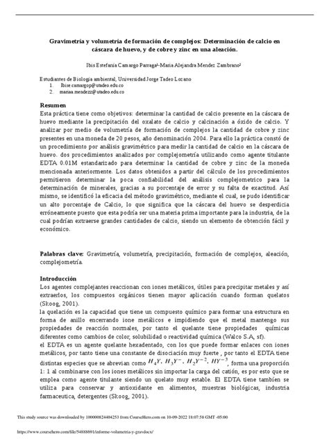 Informe Volumetria Y Grav Pdf