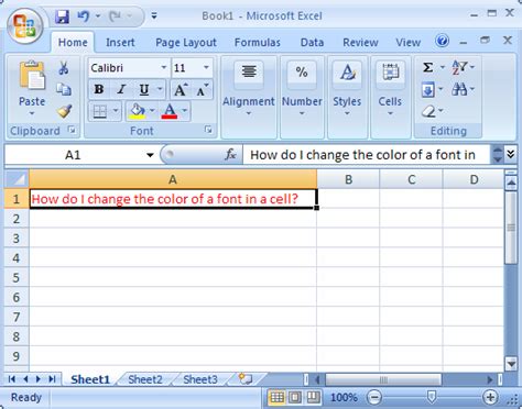 MS Excel Change The Font Color In A Cell