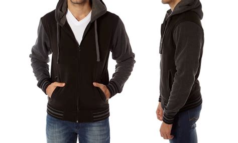 Mens Zip Up Varsity Hoodie Groupon Goods