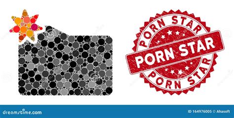 Collage New Folder With Textured Star Seal Stock Illustration