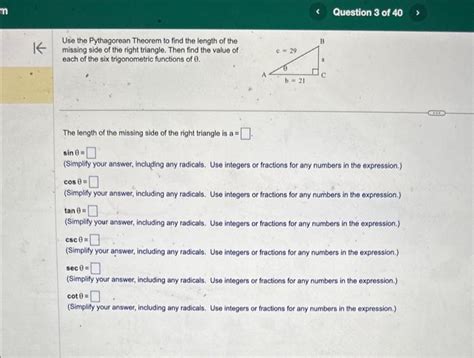 Solved Use The Pythagorean Theorem To Find The Length Of The Chegg