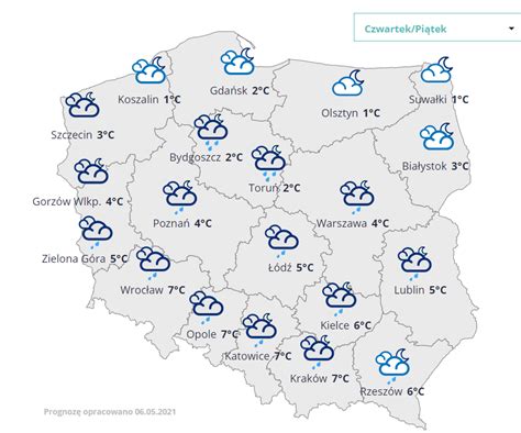 IMGW PIB METEO POLSKA on Twitter W nocy zachmurzenie umiarkowane i duże Miejscami opady