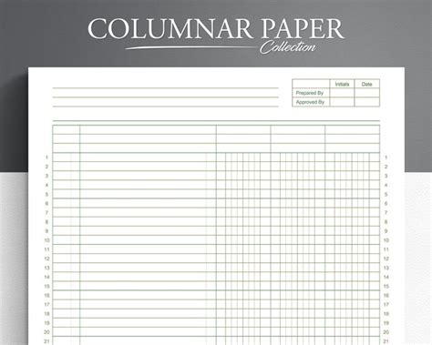 Printable Columnar Paper Accounting Ledger Digital Ledger Paper