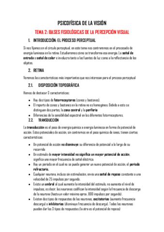 Tema Bases fisiológicas de la percepción visual pdf