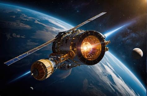 Satellite Orbiting Earth Premium Ai Generated Image