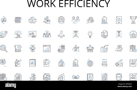 Work Efficiency Line Icons Collection Agenda Collaboration Productivity Decision Making